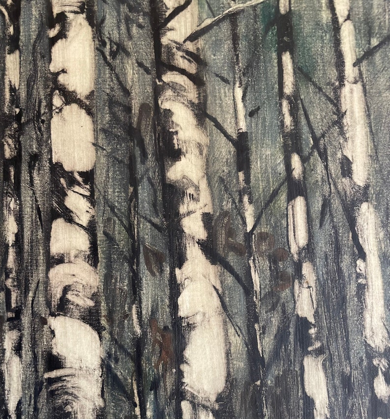 Forest Mounted Monotype Landscape Print - Etsy