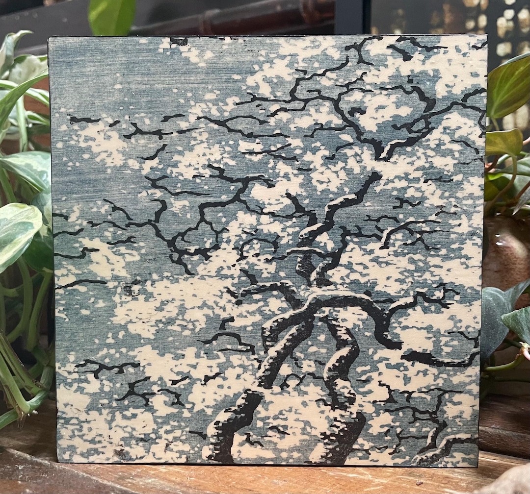 Mounted Woodblock Tree Fine Art Print - Ready to Hang - Etsy