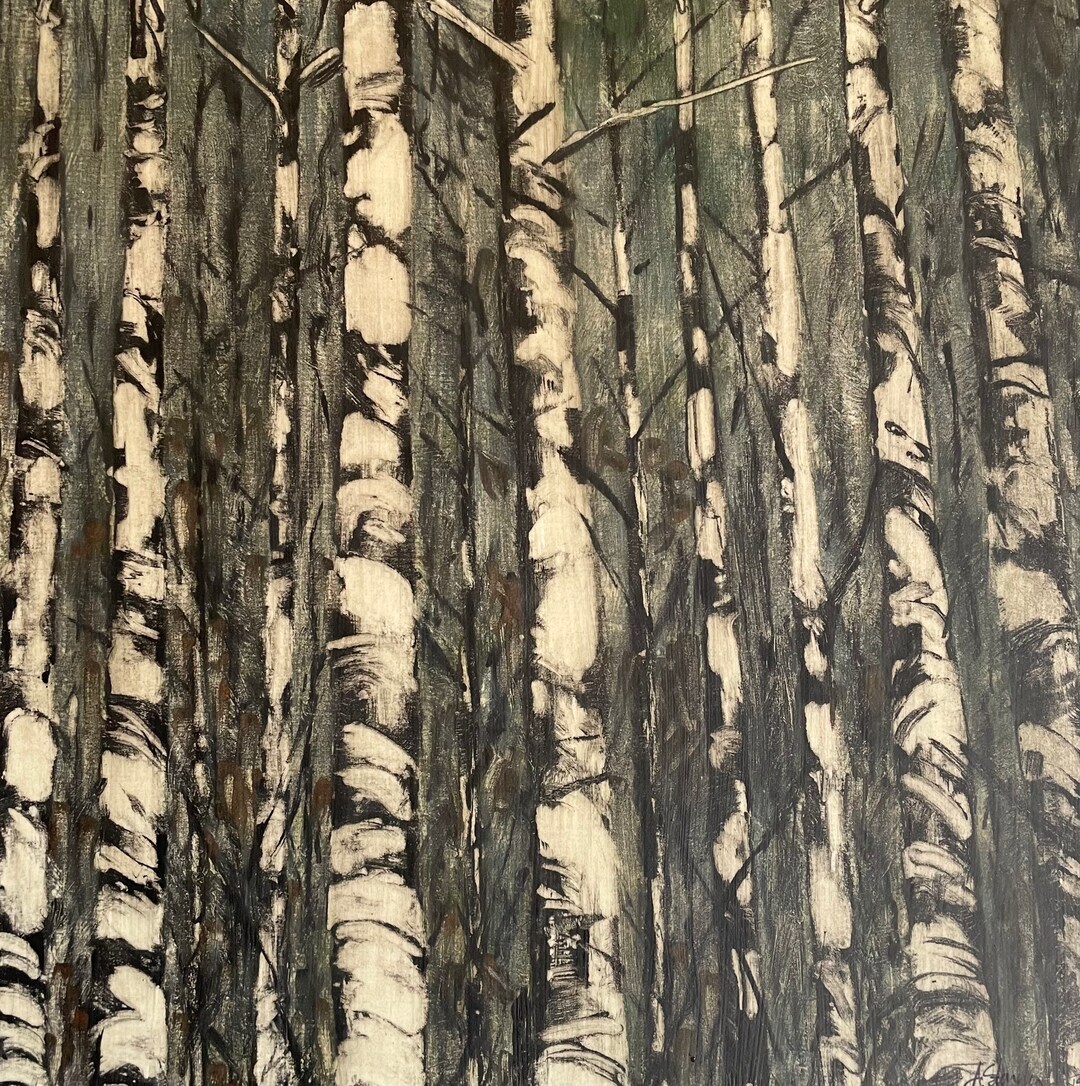 Forest Mounted Monotype Landscape Print - Etsy