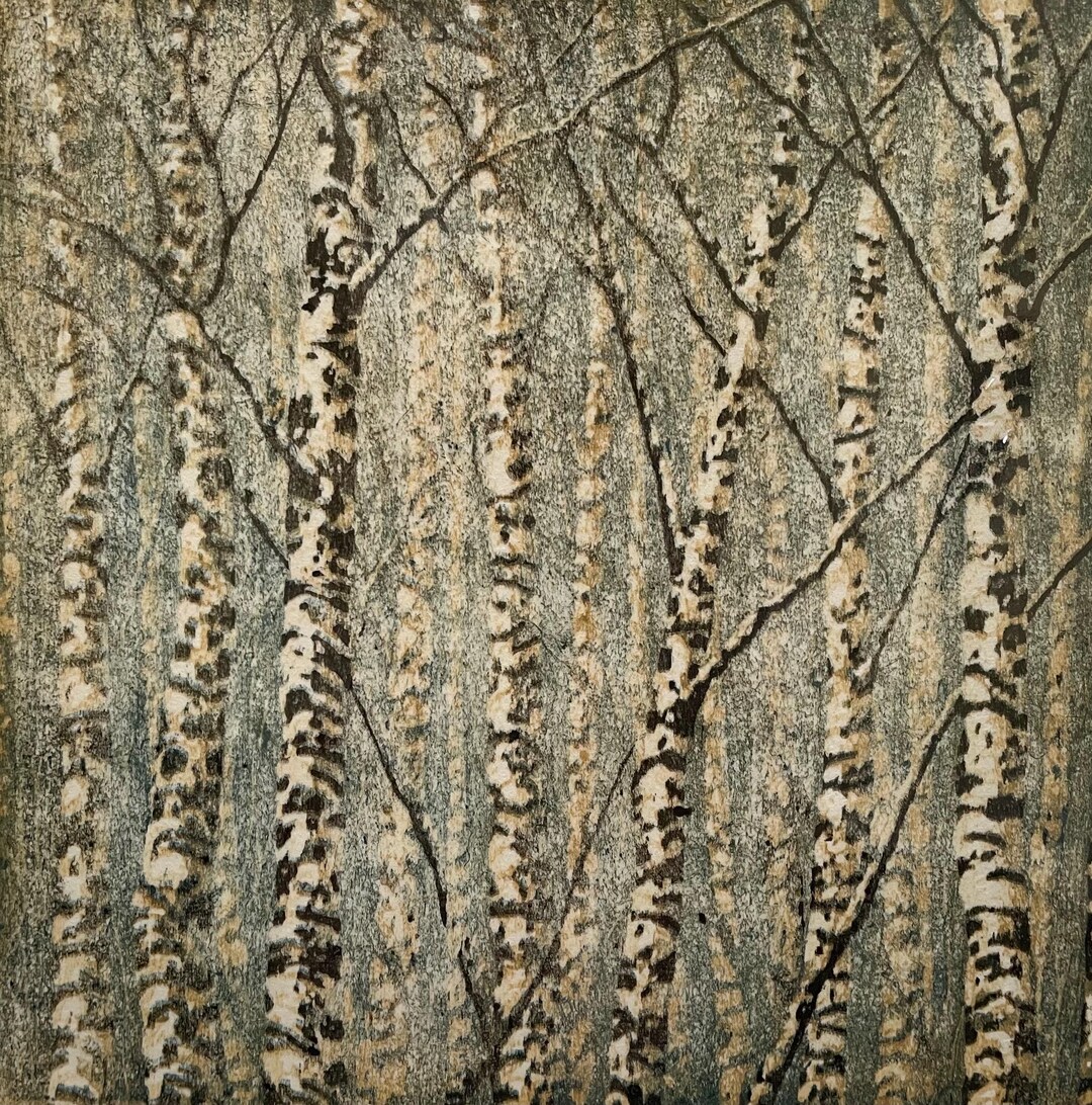Original Woodblock Reduction Print: Award Winning Birch Tree Forest Art ...