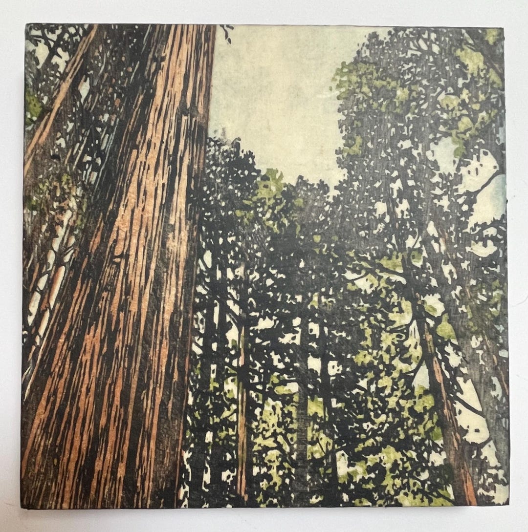 Mounted Woodblock Tree Fine Art Print - Ready to Hang - Etsy