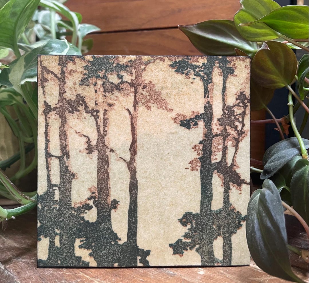 Mounted Woodblock Forest Fine Art Print Ready to Hang - Etsy