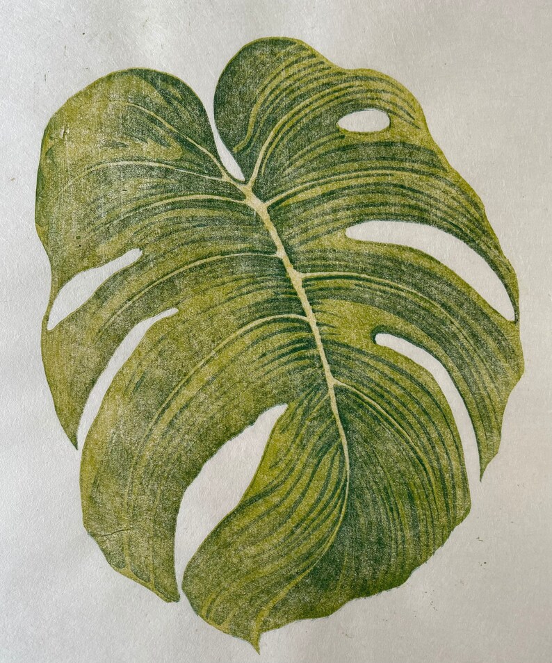 Monstera Woodblock Reduction Print Limited Edition Moku Hanga - Etsy