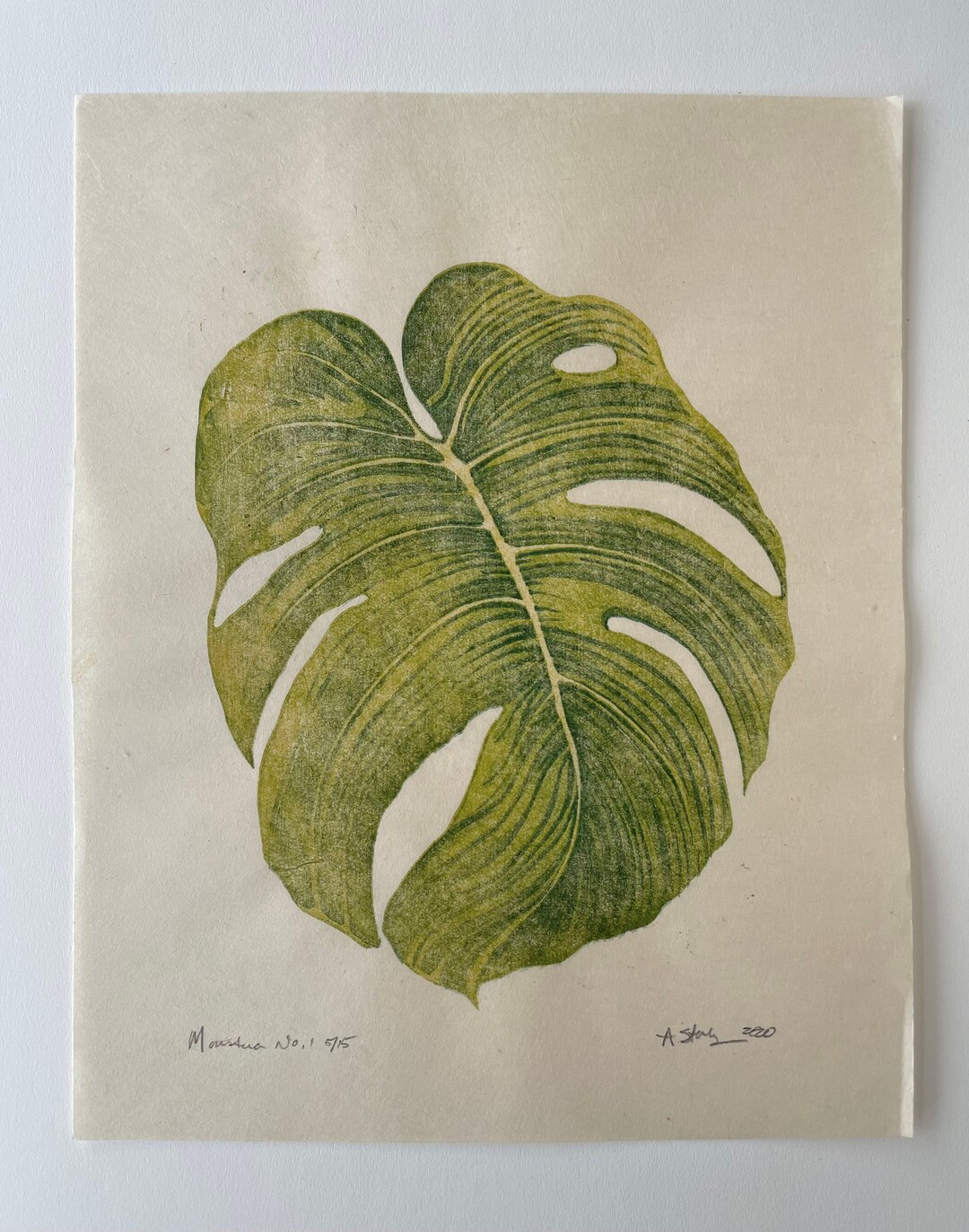 Monstera Woodblock Reduction Print Limited Edition Moku Hanga -fine Art ...