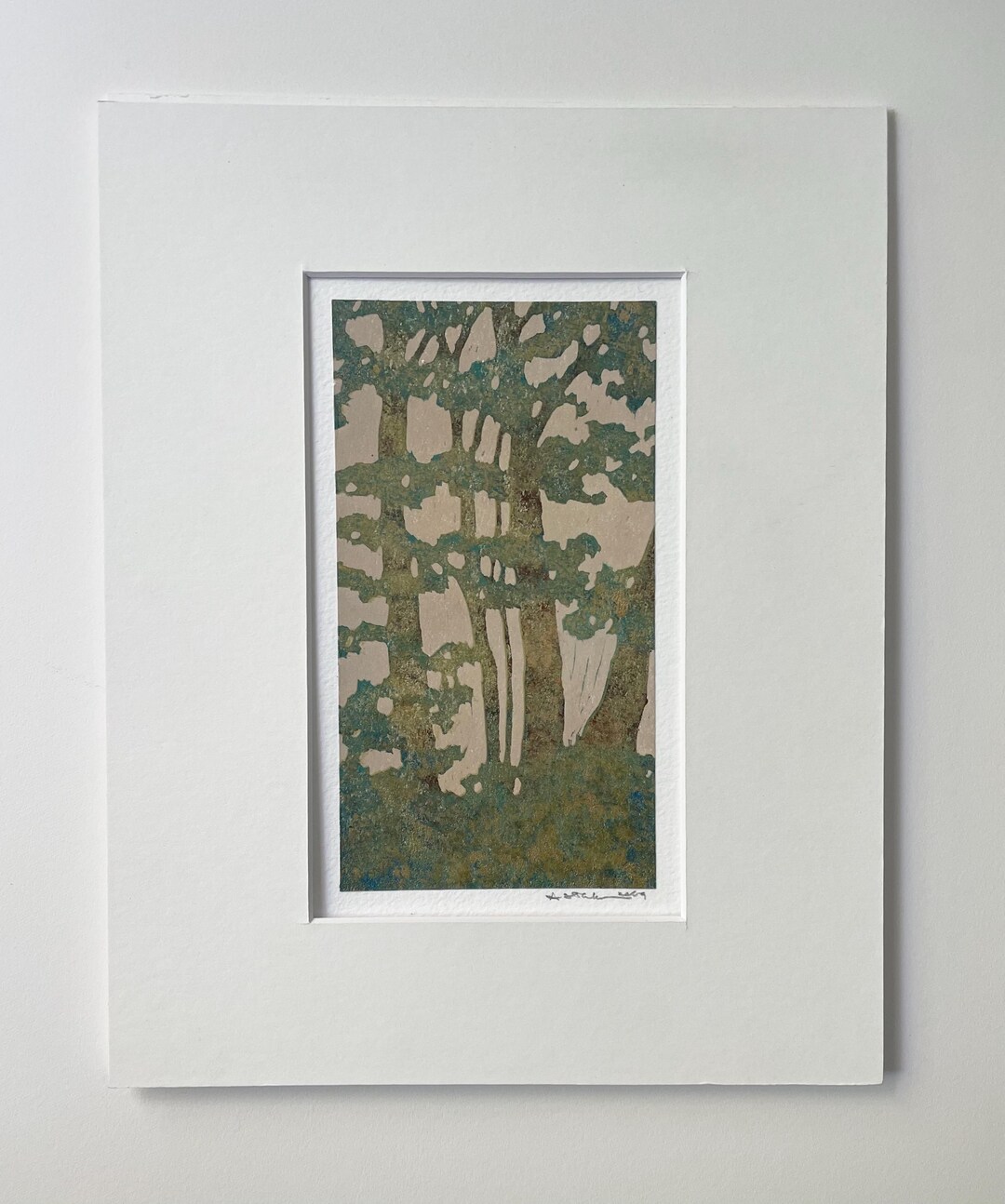 Original Linocut Print, FOREST, Hand-pulled Fine Art Print, Matted and ...