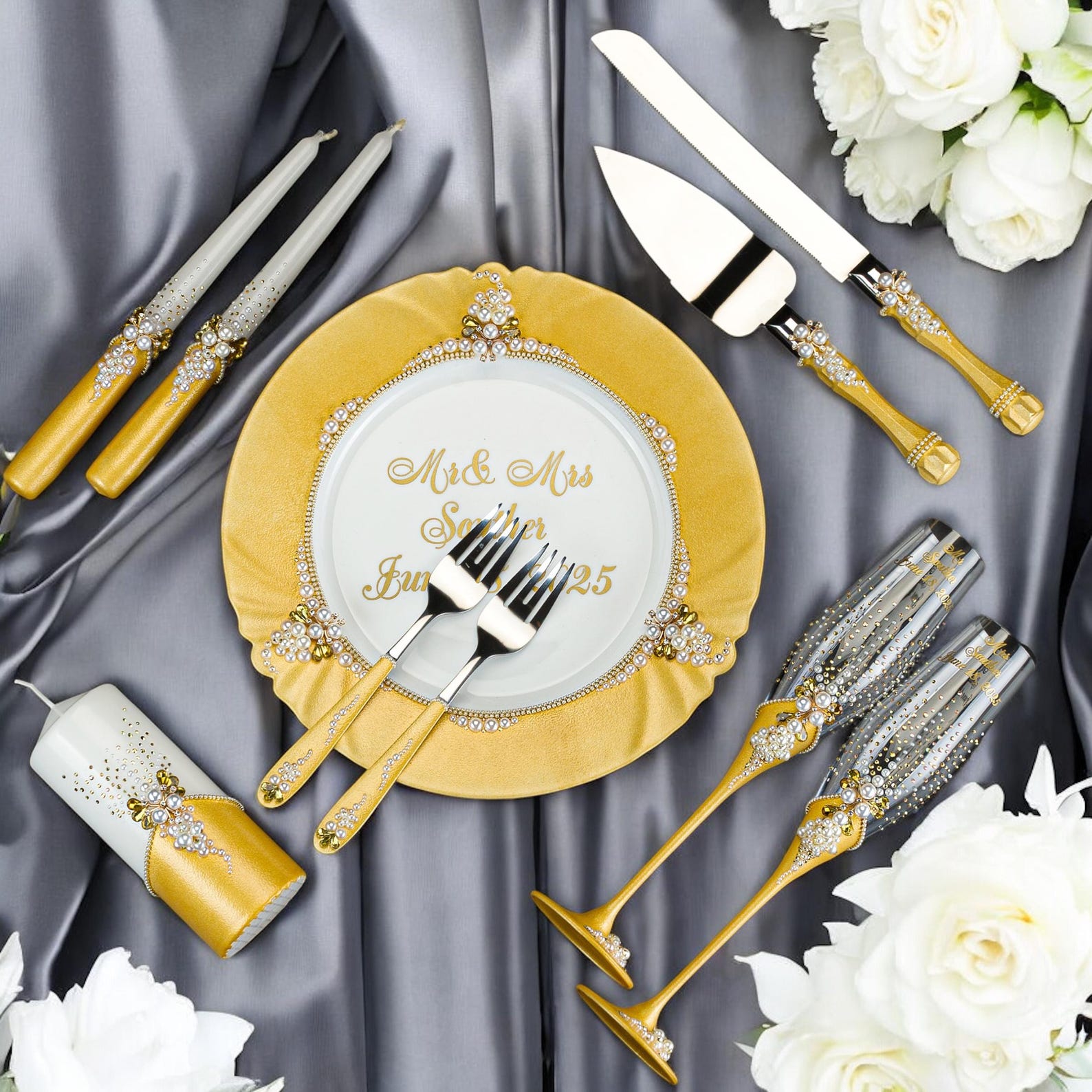 Complete Wedding Accessories Set for Bride and Groom, Personalized ...