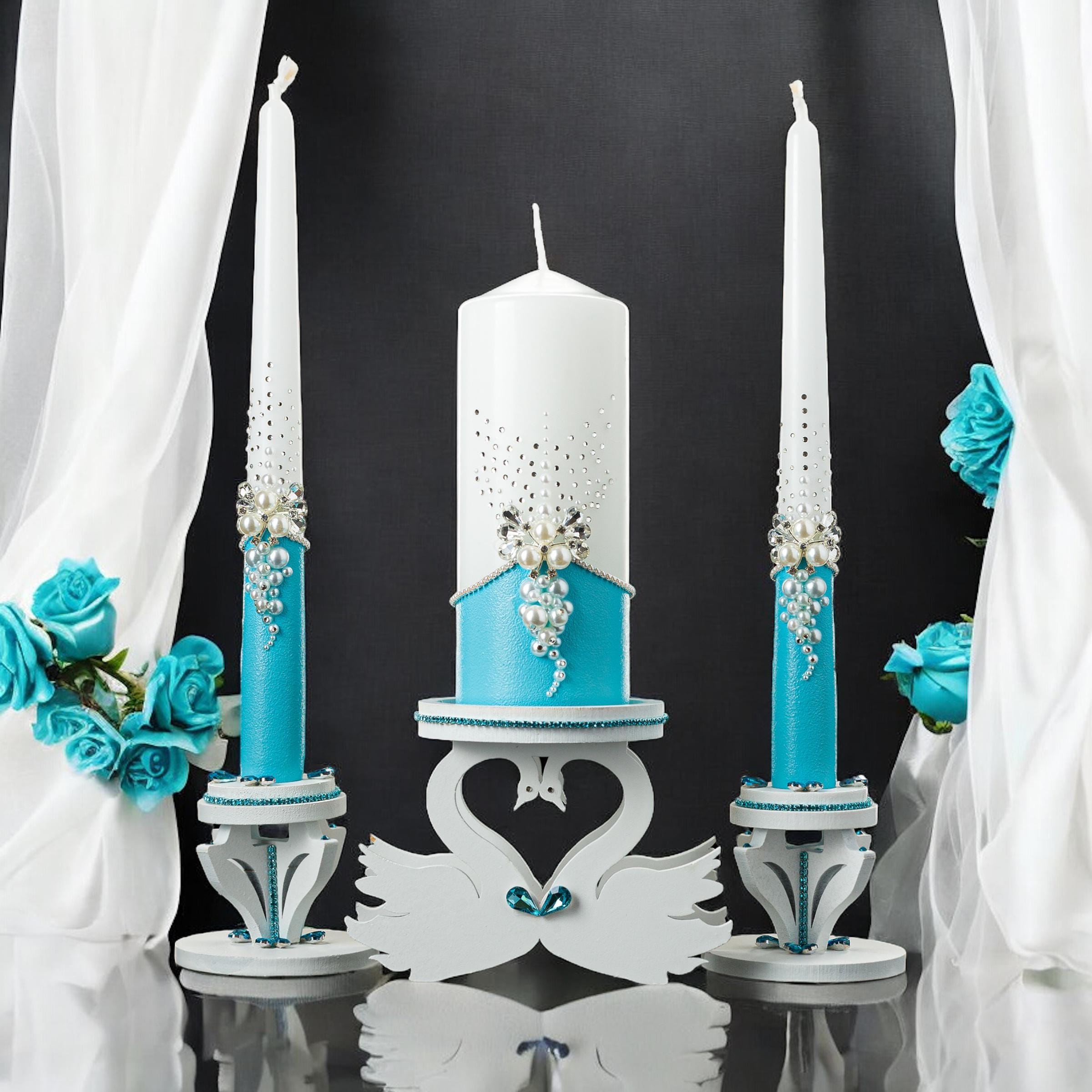 Custom Bridal Set With Engraved Flutes Plate Knife Server and Candles ...