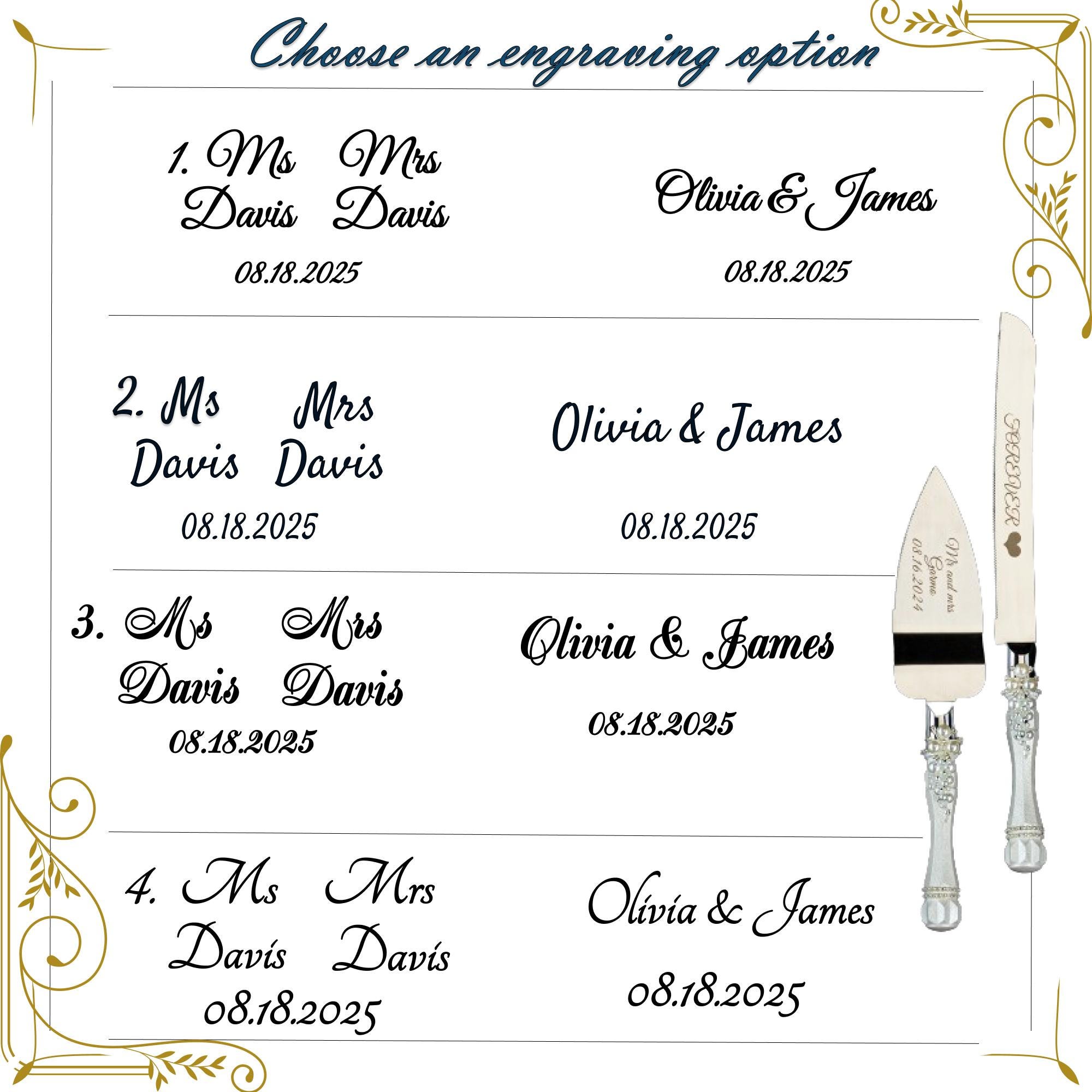 Custom Bridal Set With Engraved Flutes Plate Knife Server and Candles ...