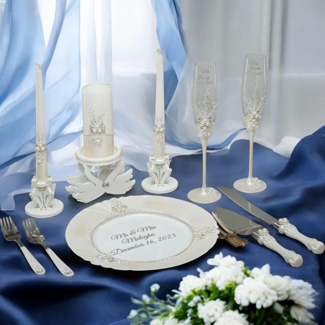 Engraved Wedding Cutlery Set, Personalized Glasses, Custom Plates for ...