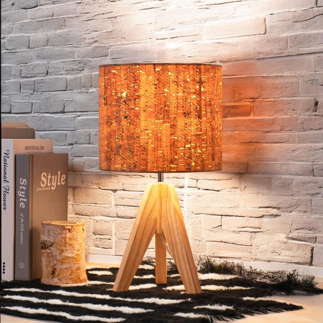 Aesthetic Minimalist Wooden Tripod Table Lamp - Bohemian Nightstand ...