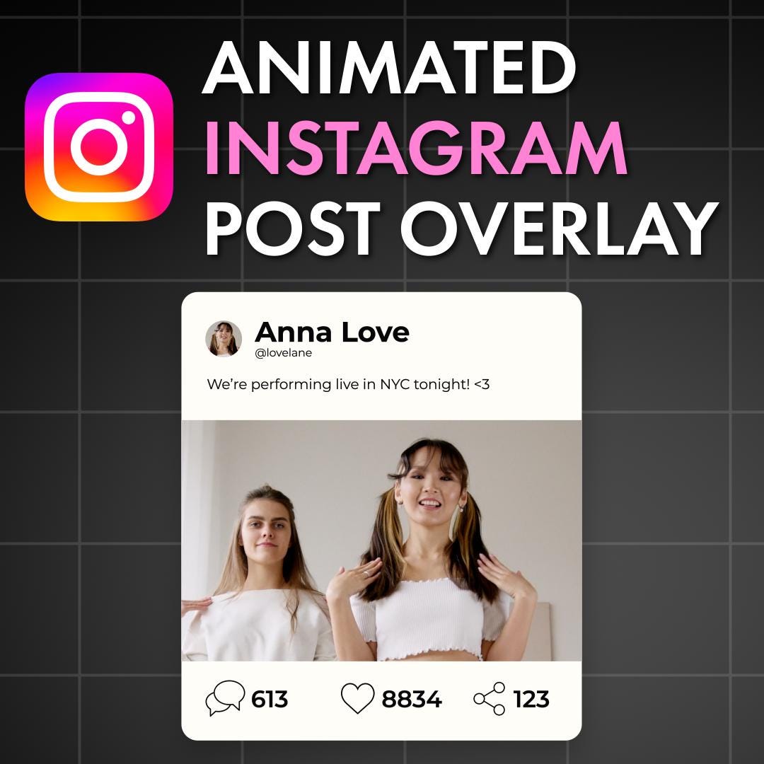 Custom Animated Instagram Post Overlay for Videos - Etsy