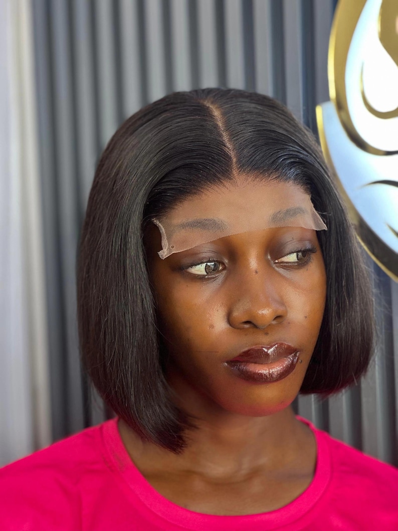 10inch Glueless Bob Wig: 5x5 HD Closure, Straight Human Hair - Etsy