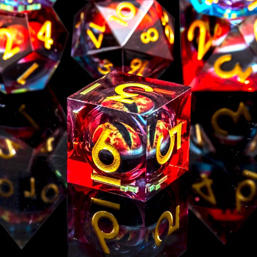 Draconic Ember 7-piece Liquid Core Dice Set - Etsy