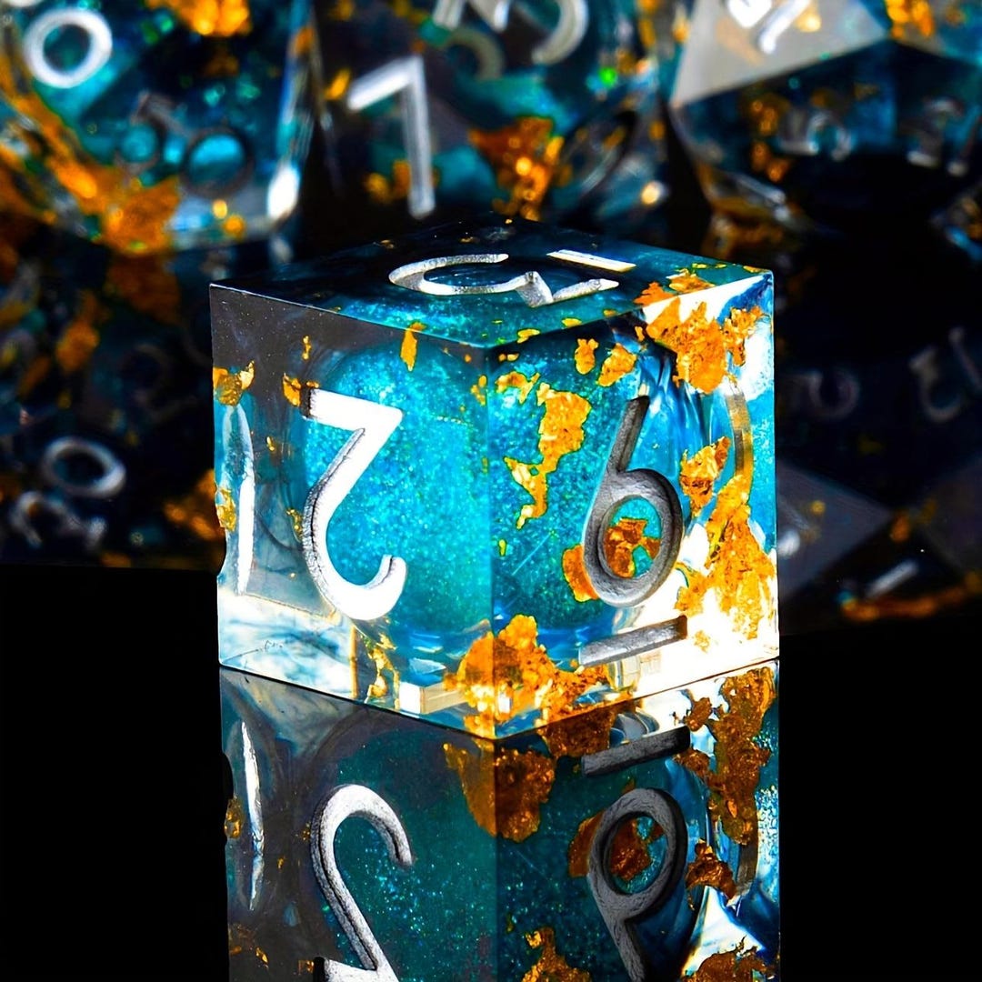 Solar Tide 7-piece Liquid Core Dice Set Full Set D&D Dice, RPG Dice ...