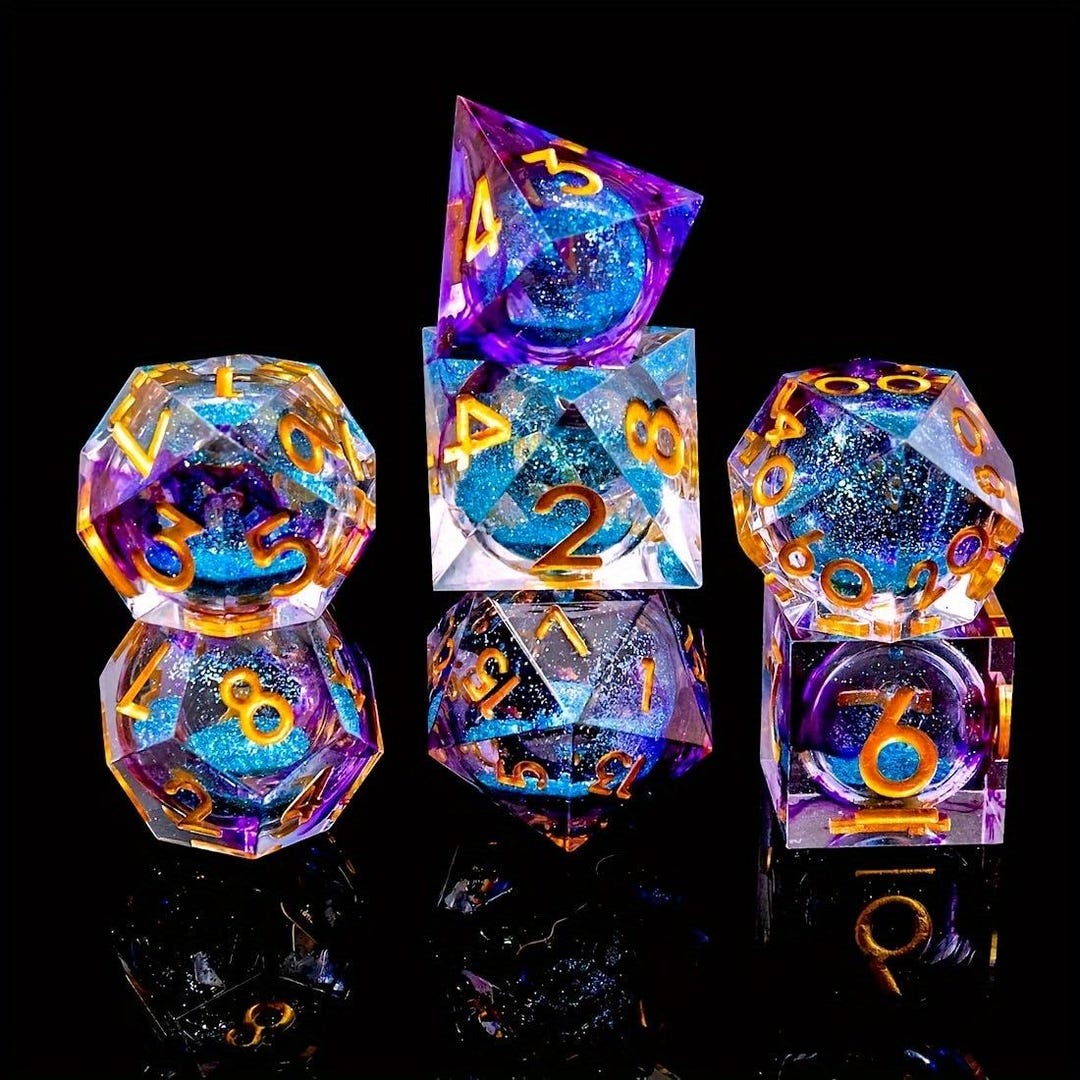 Nebula Fury 7-piece Liquid Core Dice Set Dnd Dice Set for D&D Gifts ...