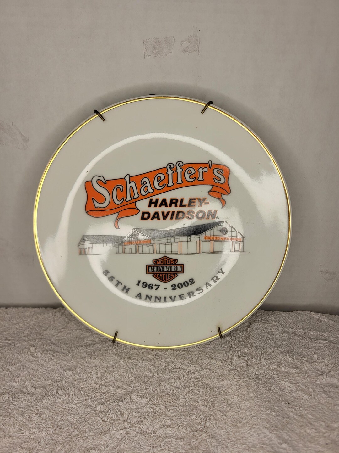 Vintage Harley-davidson Display Plate Schaeffer's Harley-davidson 35th ...