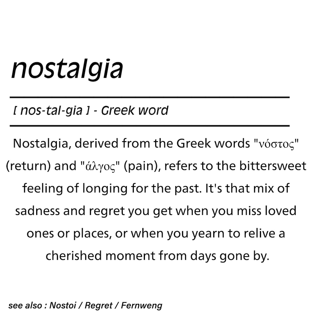Printable Nostalgia Definition Wall Art , Home Wall Decor, Vintage ...