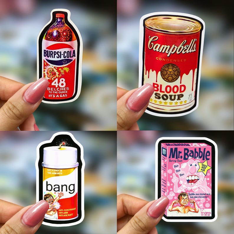 Funny Food Spoof Stickers: Wacky Packages Waterproof Vinyl Decals - 40 ...