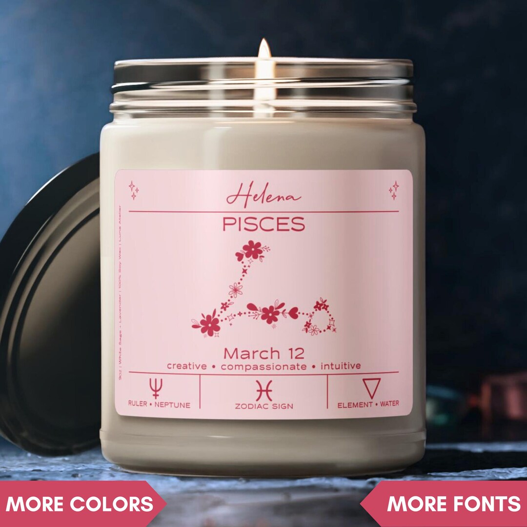 Personalized Birth Flower Gift Candle, Custom Birth Month Gift, Custom ...