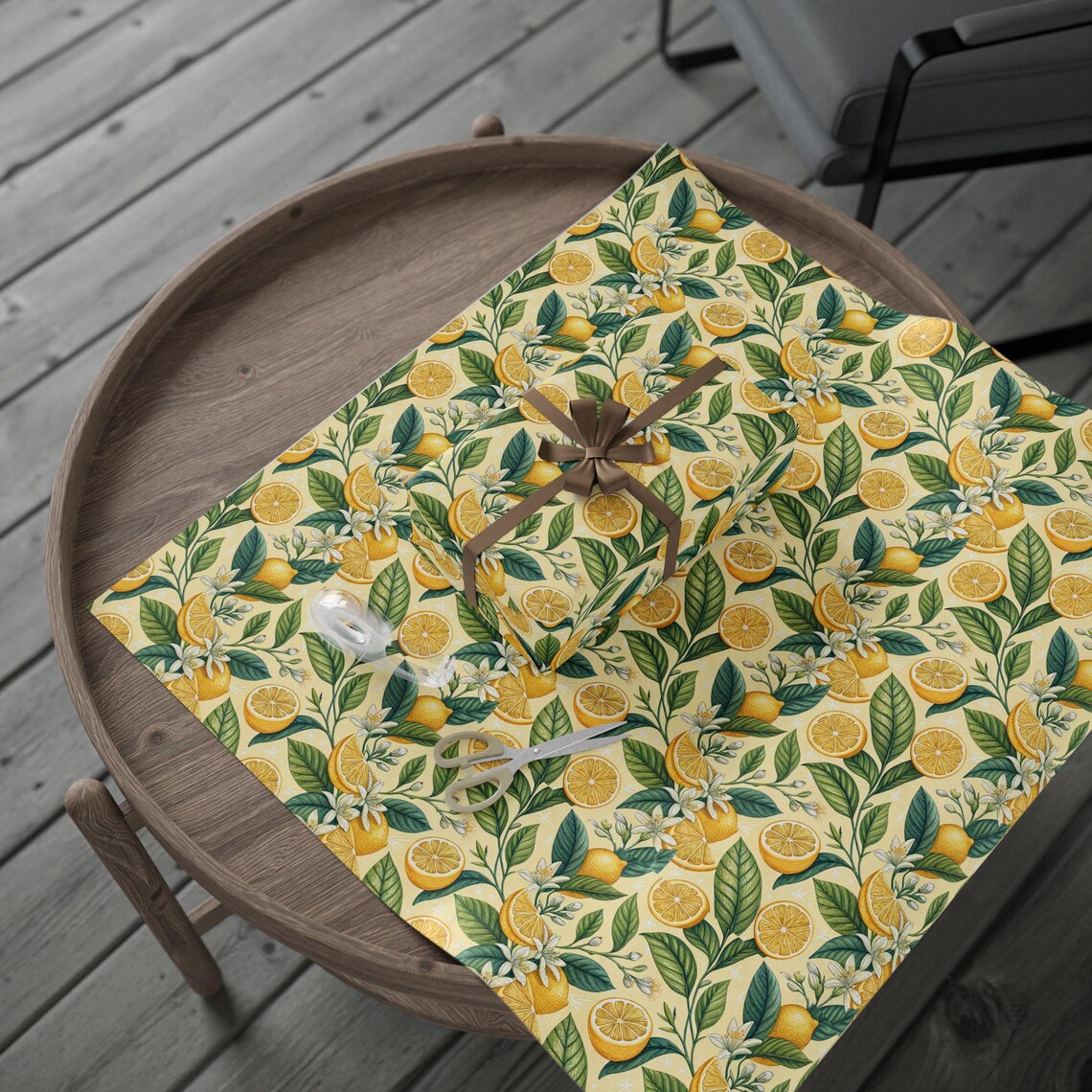 Lemon Citrus Wrapping Paper: Floral Gift Wrap, Eco-friendly Party ...