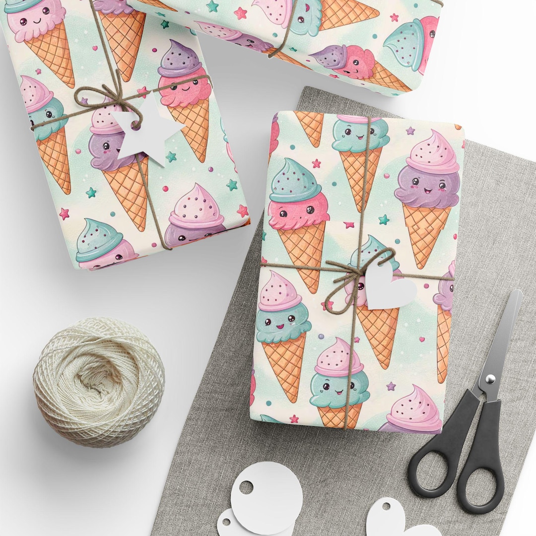 Cheerful Ice Cream Wrapping Paper - Ideal for Birthdays, Parties and ...