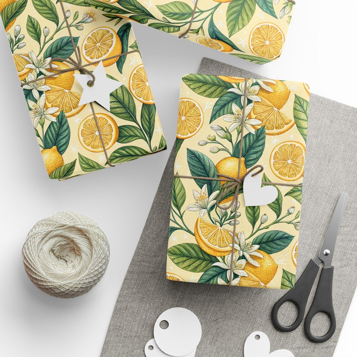 Lemon Citrus Wrapping Paper: Floral Gift Wrap, Eco-friendly Party ...