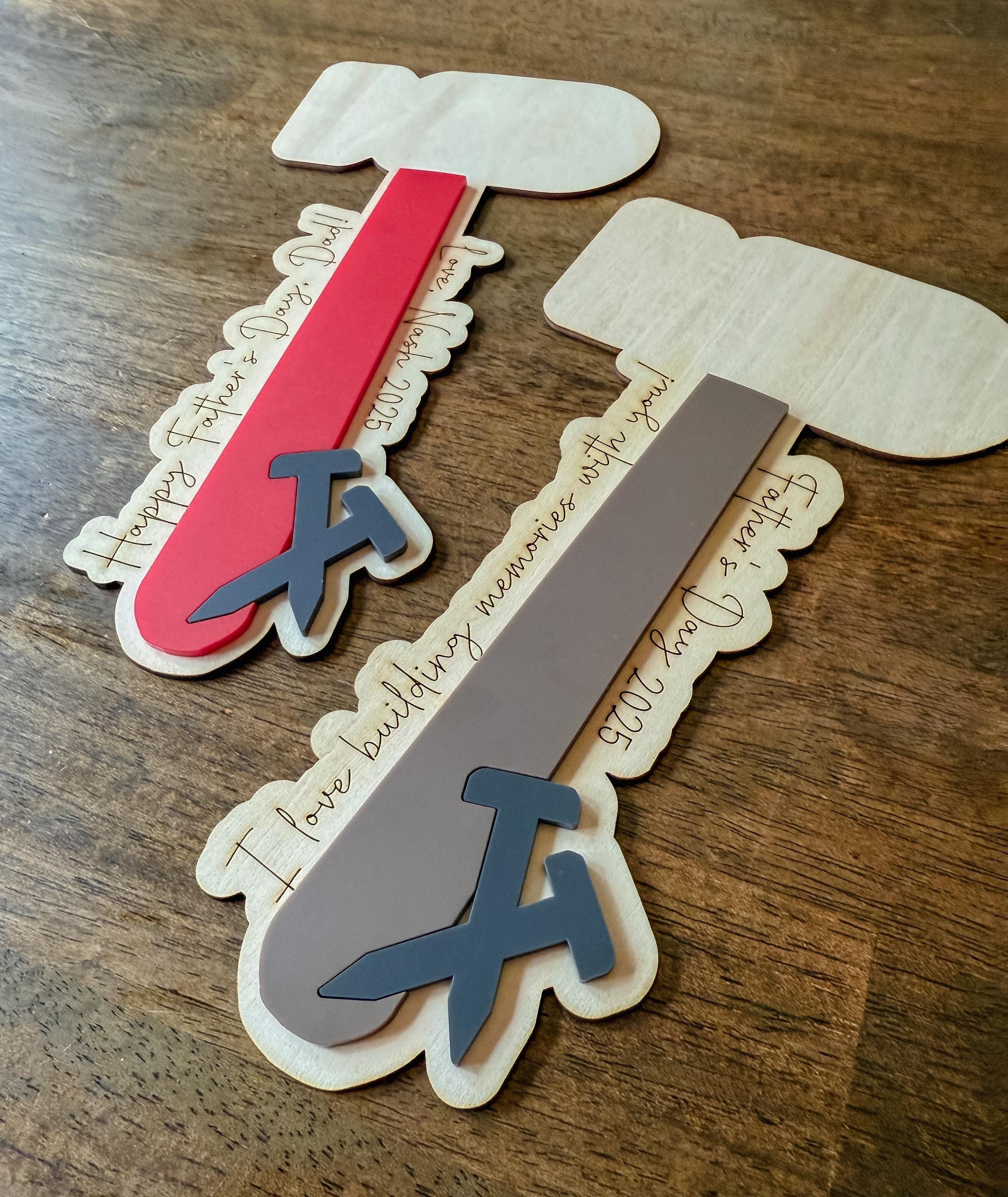 Father's Day Hammer Footprint Craft: Personalized Wood Keepsake ...