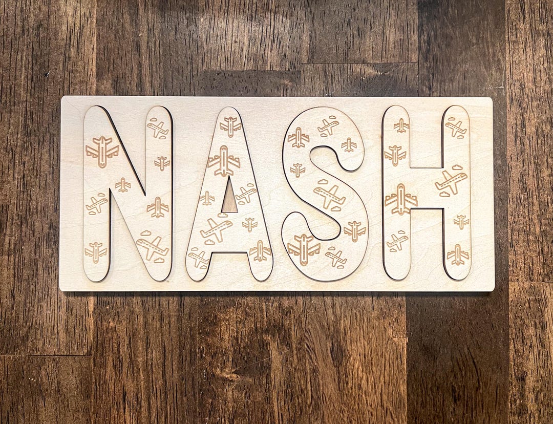 Airplane Laser Engraved Print Custom Name Puzzle - Etsy