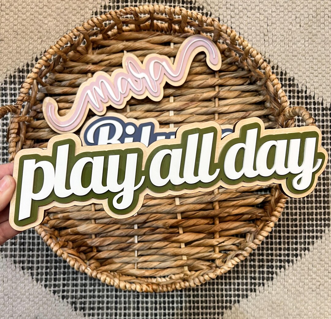 Play All Day Sign | Playroom Decor | Nursery Sign | Kids Room - Etsy