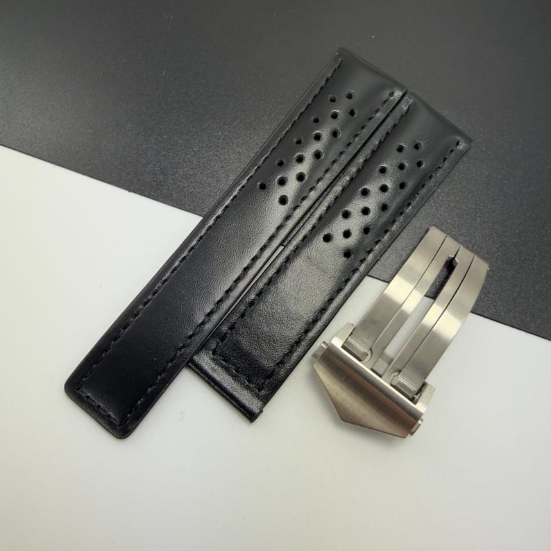 Racing Style Leather Watch Strap With Deployment Clasp: Fits Omega ...
