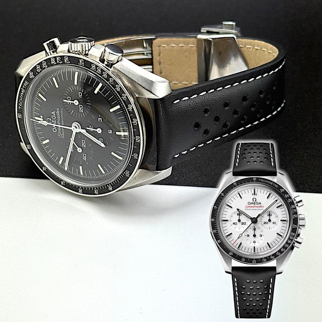 Omega Speedmaster Moonwatch Genuine Leather Perforated Racing Watch ...