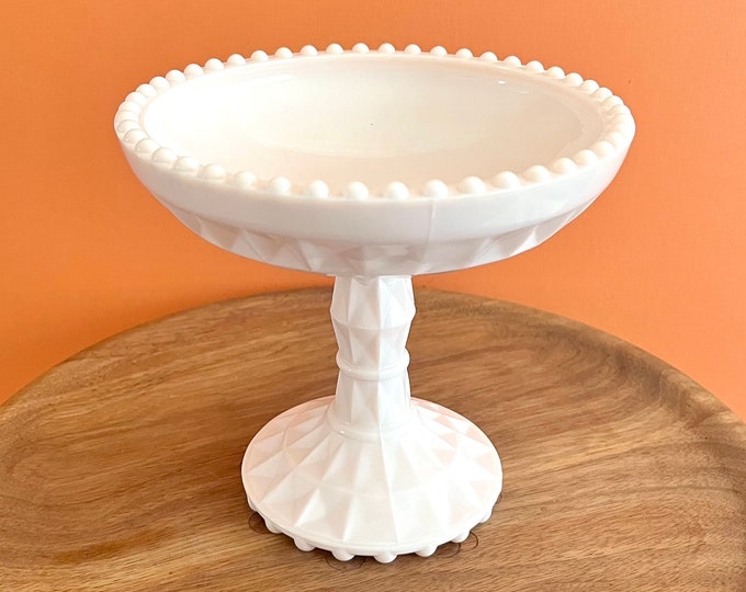 Barely Shell Pink Hobnail Jeanette Milk Glass Pedestal Dish - Etsy