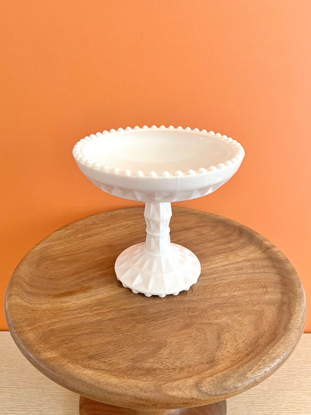 Barely Shell Pink Hobnail Jeanette Milk Glass Pedestal Dish - Etsy