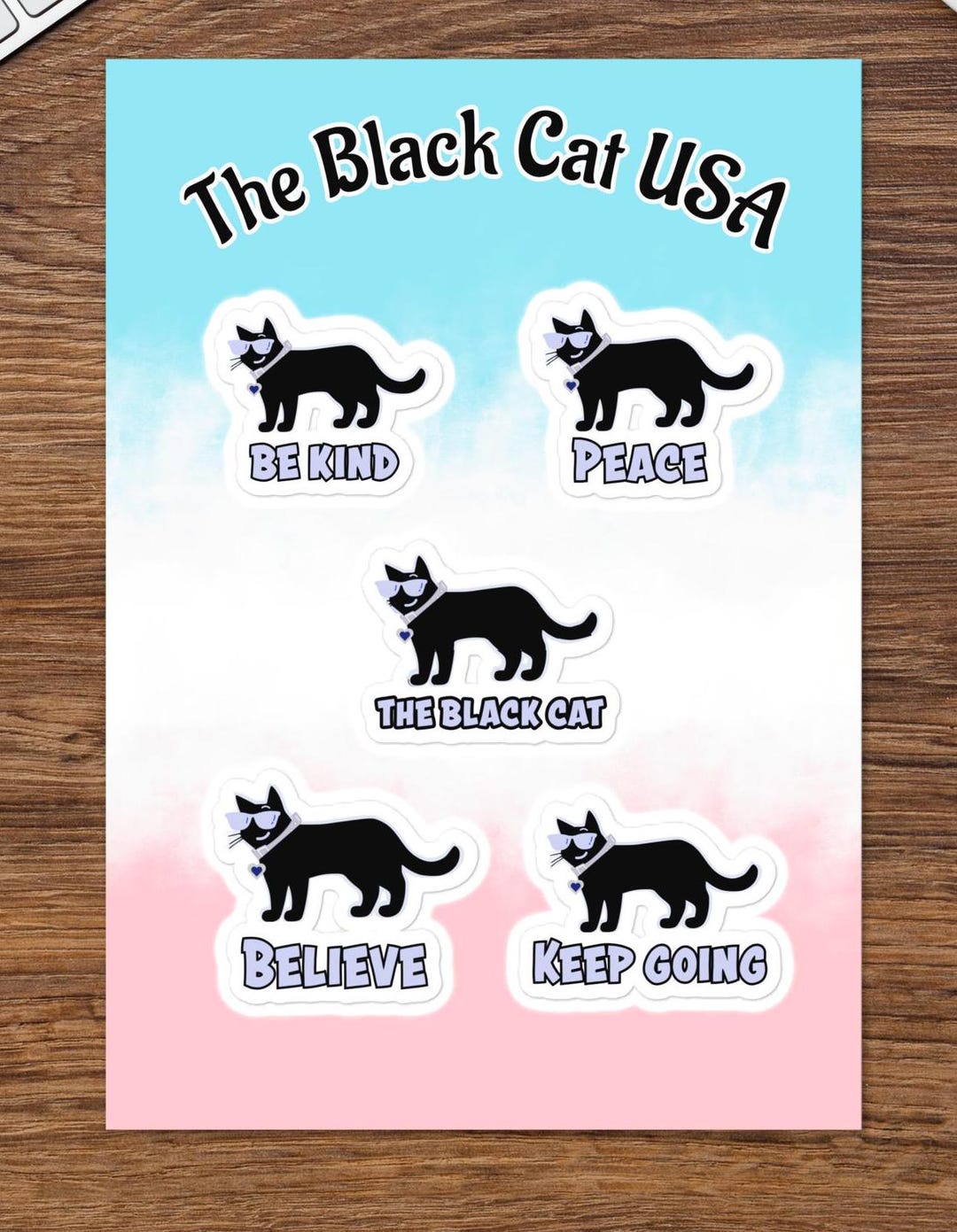 The Black Cat Sticker Sheet, Cat Stickers, Cute Cat Decorations, Cat ...