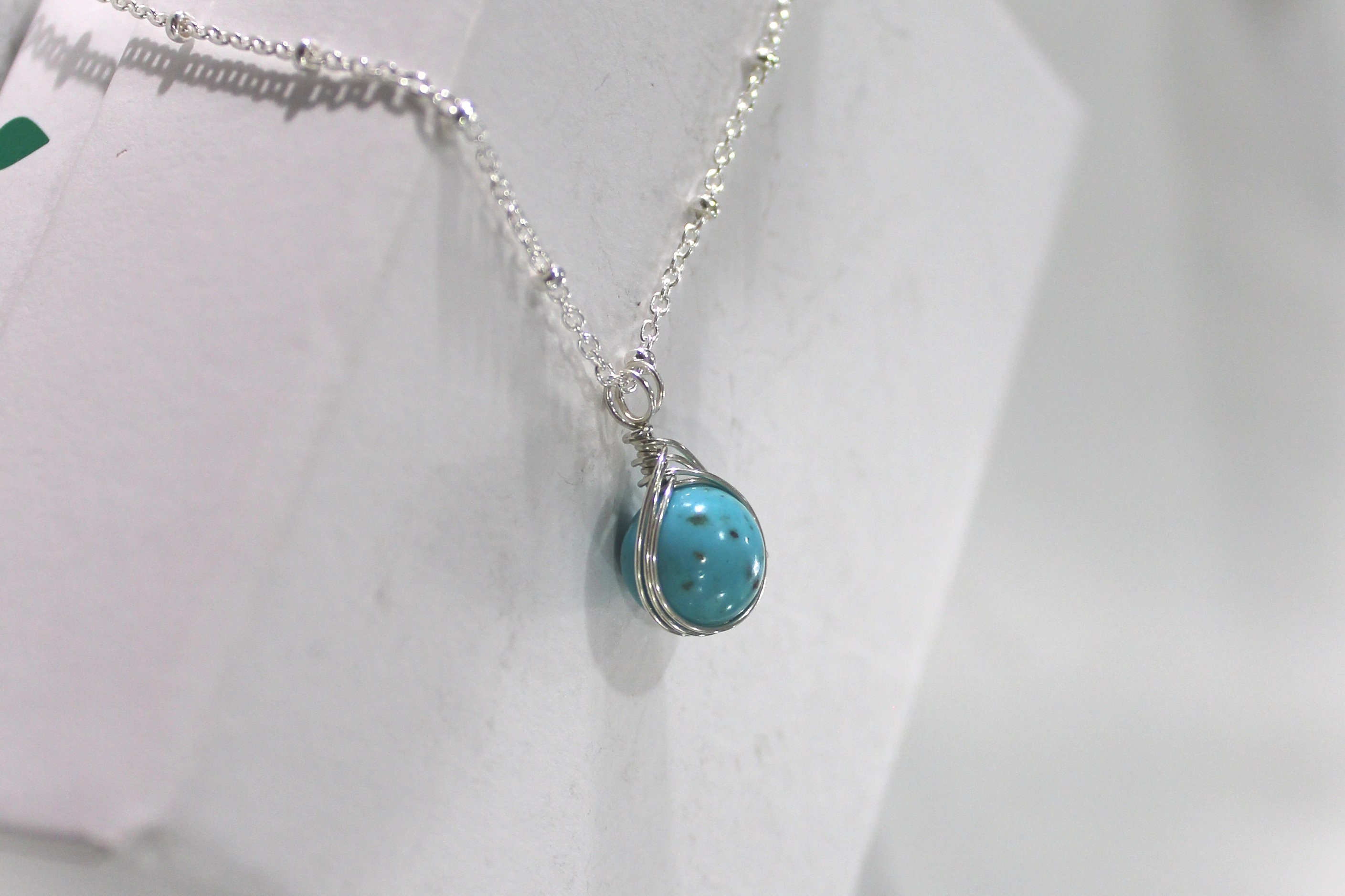 Turquoise Necklace Sterling Silver Blue Necklace Natural | Etsy