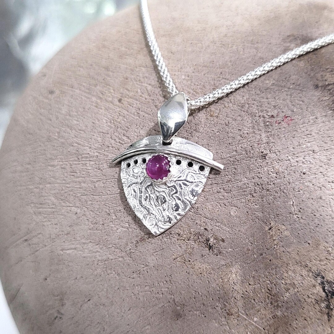 Handmade Pink Sapphire Pendant Necklace: Fine Silver, Sterling Silver ...