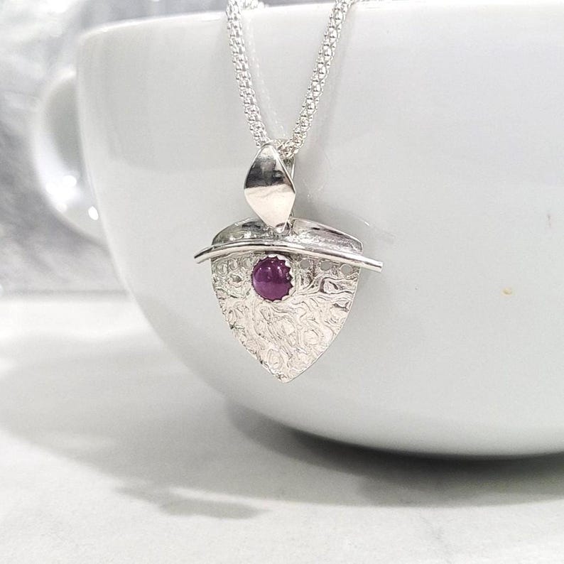 Handmade Pink Sapphire Pendant Necklace: Fine Silver, Sterling Silver ...