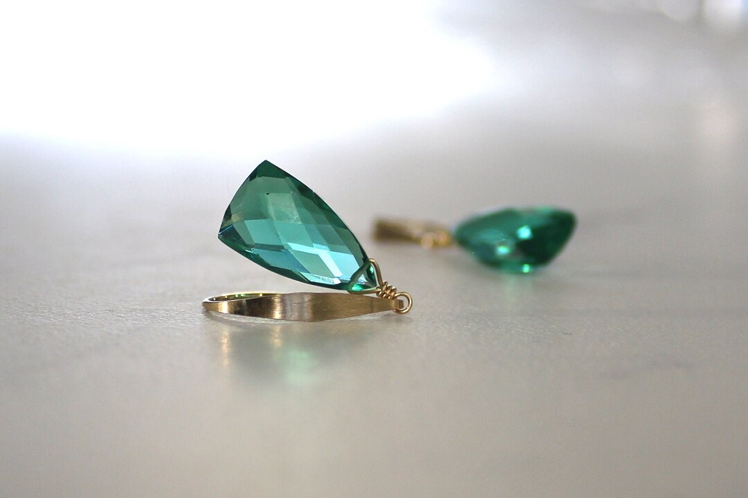 Emerald Green Quartz Pyramid Earrings: 14k Gold Filled Wire - Etsy