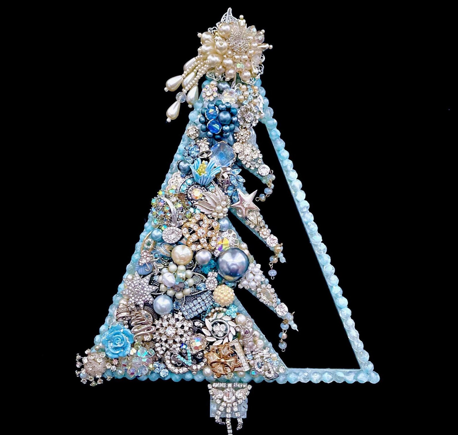 Vintage Jewelry Christmas Tree, Holiday Christmas Tree Wall Art, Xmas ...