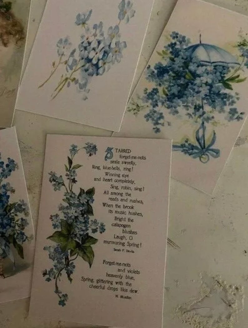 Vintage Style Die Cuts/gift Tags-forget Me Not Floral~so Pretty-card ...