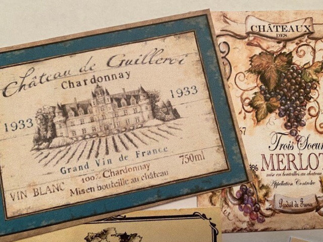 Wine Labels~vintage Style Wine Labels/die Cuts/gift Tags/decoupage ...