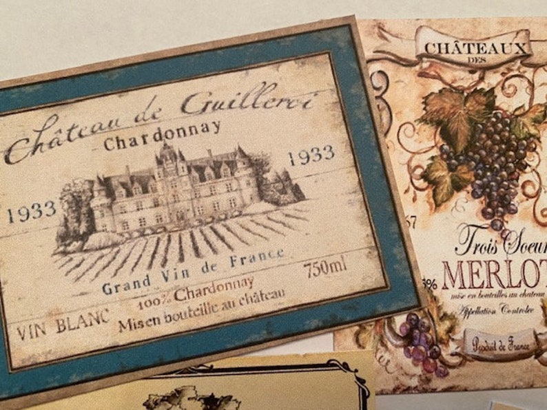 Wine Labelsvintage Style Wine Labels/die Cuts/gift - Etsy