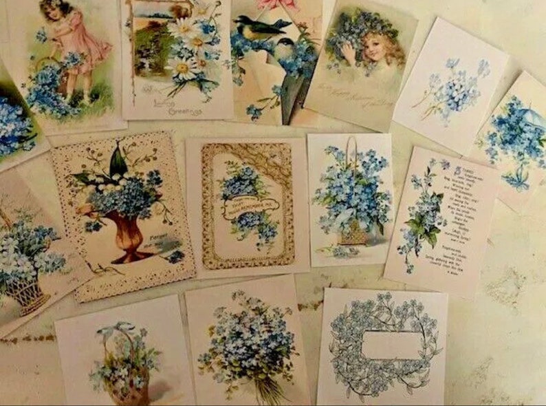 Vintage Style Die Cuts/gift Tags-forget Me Not Floral~so Pretty-card ...