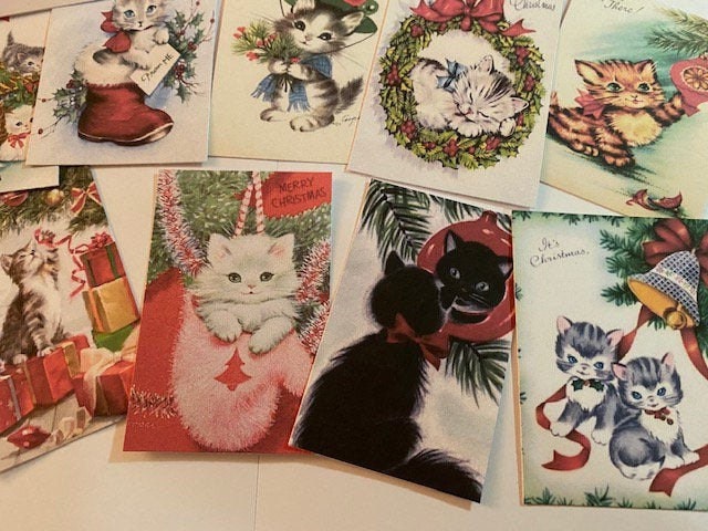 Vintage Kitty Cat Christmas Card~die Cuts/gift Tags 32 Piece Cute ...