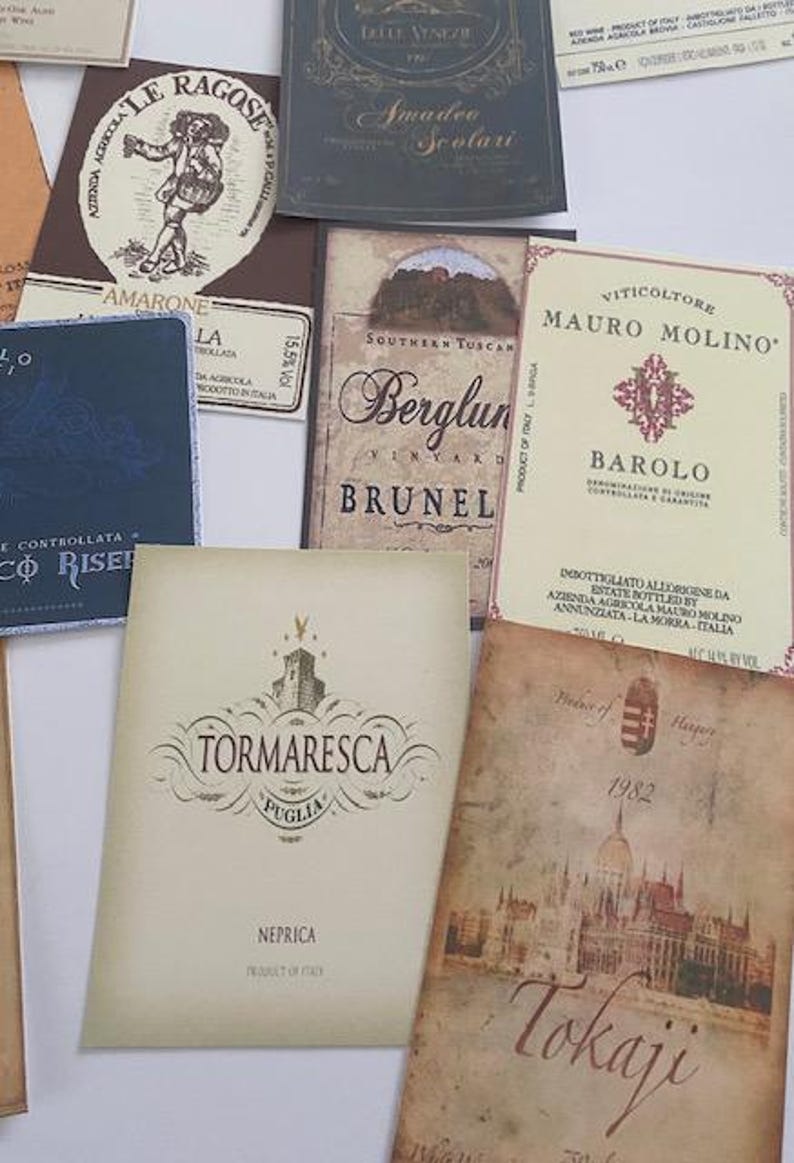 Wine Labels~vintage Style Wine Labels/die Cuts/gift Tags/decoupage ...