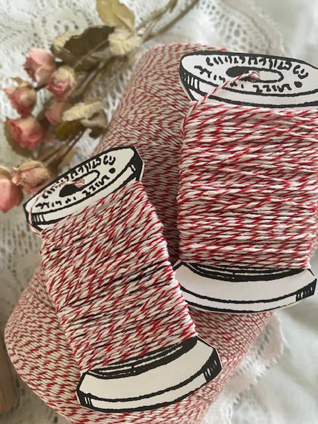 Bakers Twine Red/white Twine Crafting Twine 24 Yards/72 Feet 3 Card ...
