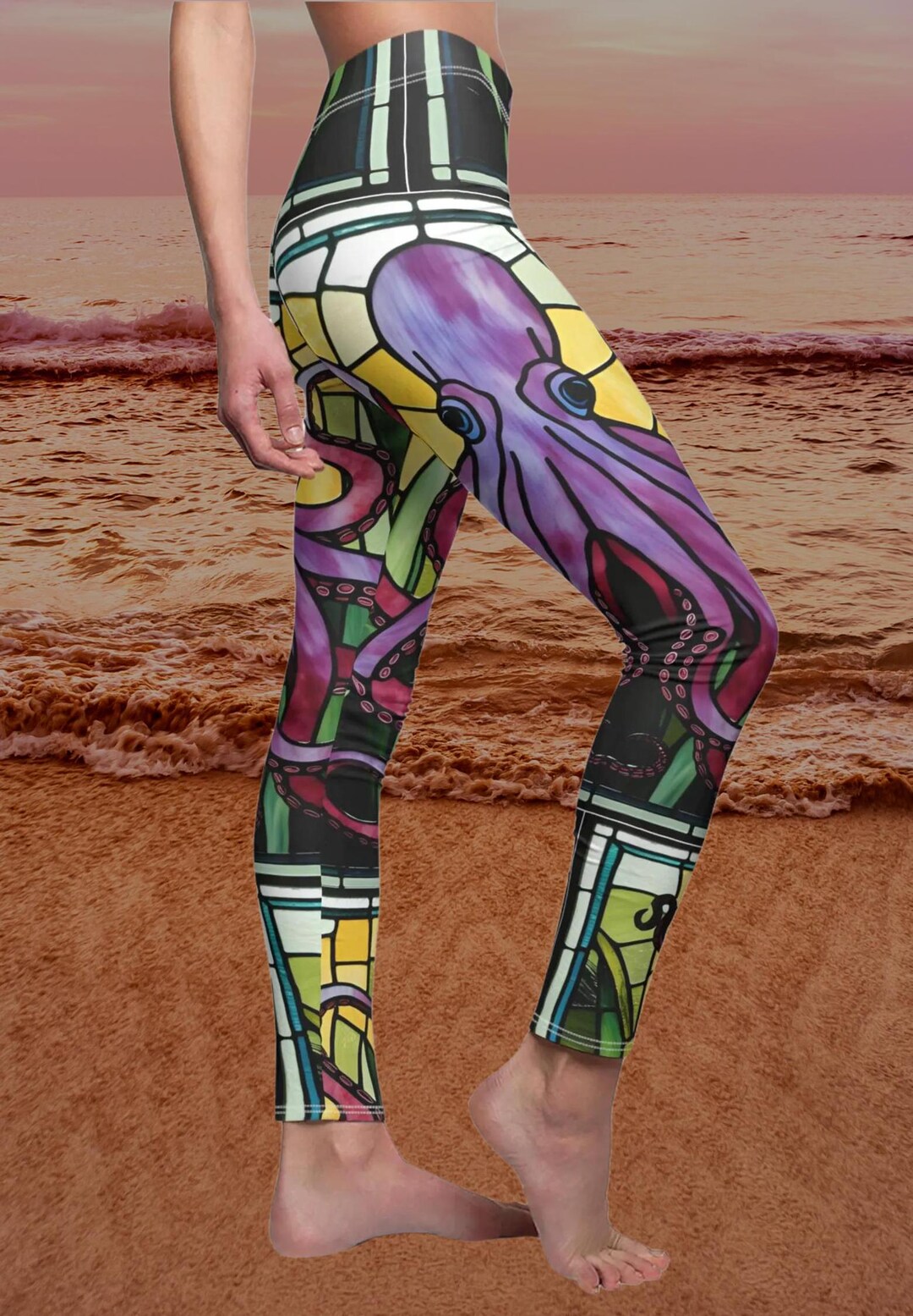 Pink Octopus Design, Yoga Pants, Beach Wear, Mothers Day Gift, Marine ...