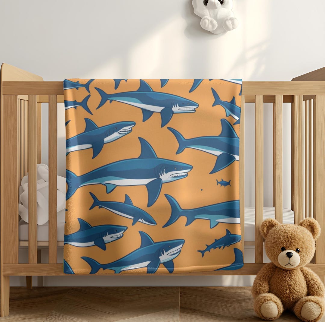 Shark Baby Blanket for Boys, Baby Shark Blanket, Retro Baby Blanket ...