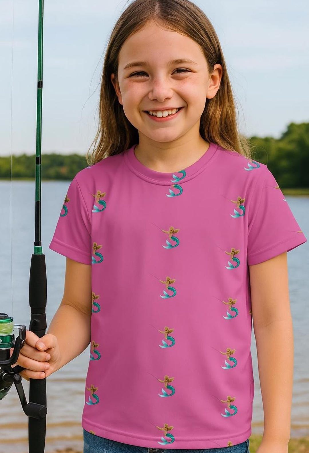 Kids Mermaid Fishing Shirt – Girls Performance Tee, Moisture-wicking ...