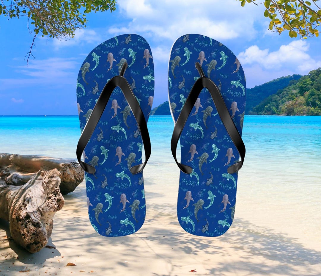 Spotted Whale Shark Flip Flops, Womens Summer Sandals, Beach Shoes ...